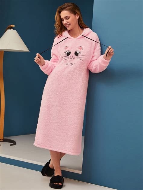 Shein Usa Women Nightwear Sweatshirt Dress Embroidery On Clothes