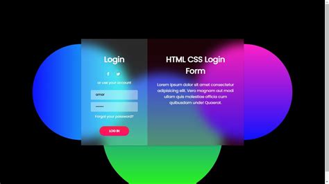 How To Make Glass Morphism Login Page In Html And Css Youtube