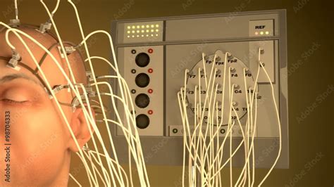 Electroencephalography Machine Analyzing Activity Of A Human Brain
