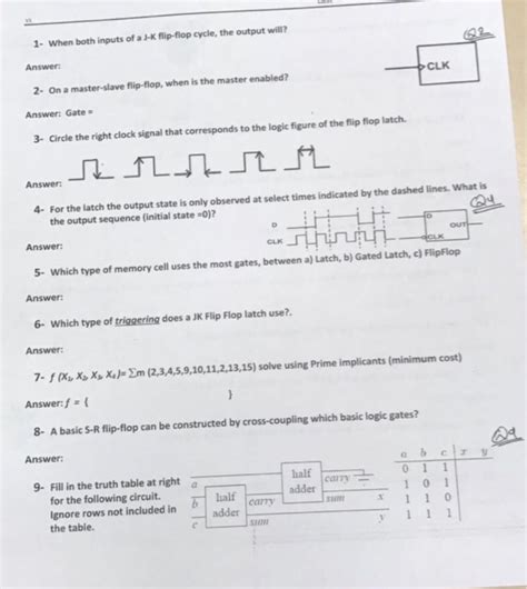 Solved 1 When Both Inputs Of A J K Flip Flop Cycle The
