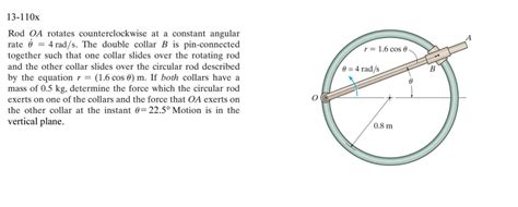 Solved 13 110x Rod Oa Rotates Counterclockwise At A Constant