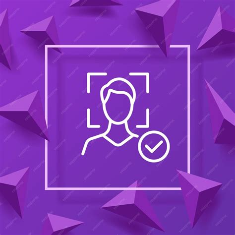 Premium Vector Face Id Line Icon Recognition Checkmark Recognize