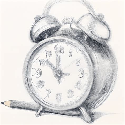Alarm Clock Pencil Drawing Creative Fabrica