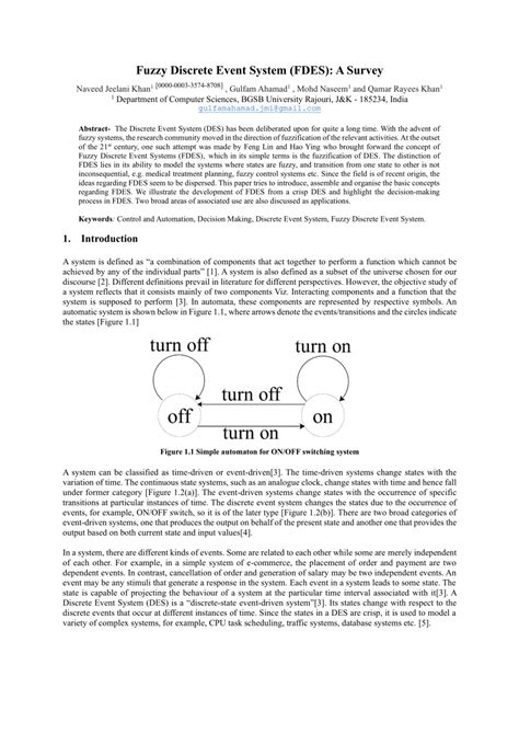 Pdf Fuzzy Discrete Event System Fdes A Survey