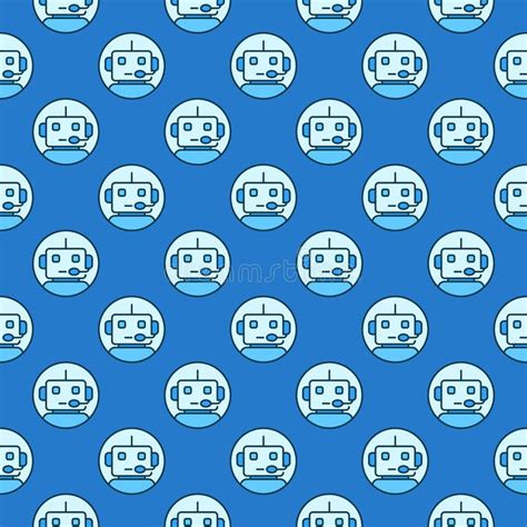 circle with robot chatbot vector colored seamless pattern stock