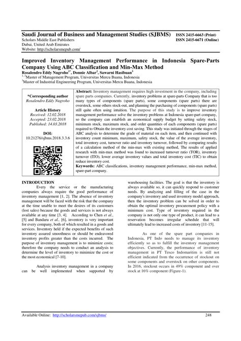 Pdf Improved Inventory Management Performance In Indonesia Spare