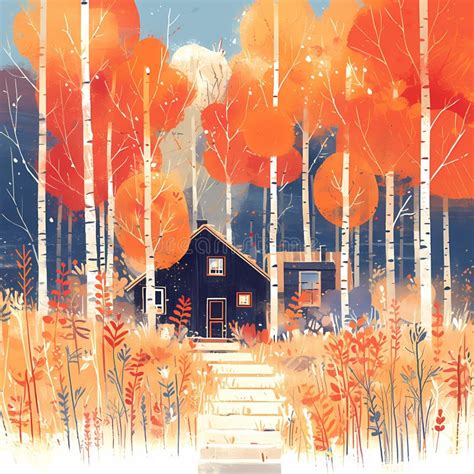 peaceful cabin escape stock illustration illustration of cabin 311011564