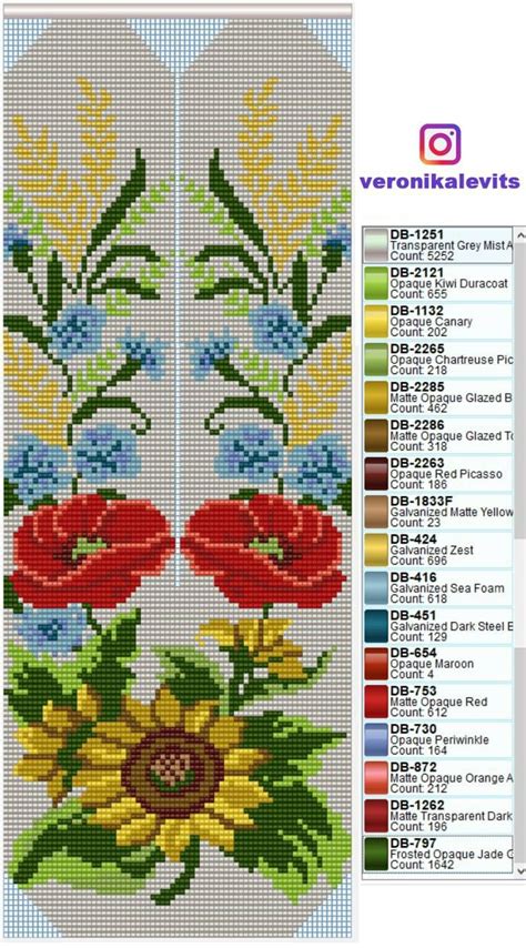 Схема гердана соняшник та мак Schema Collane
