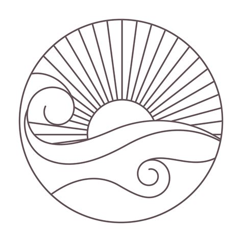 Ocean Waves Line Art Label 42656782 Vector Art At Vecteezy
