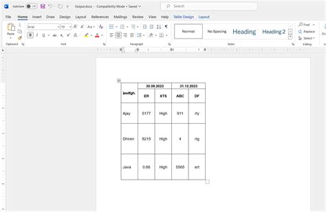 Insert Custom Datatable Format From Excel To Word Studio Uipath