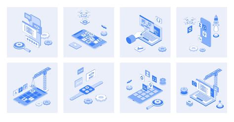 App Development Isometric Concepts Objects Ft 3d And Isometry Envato Elements