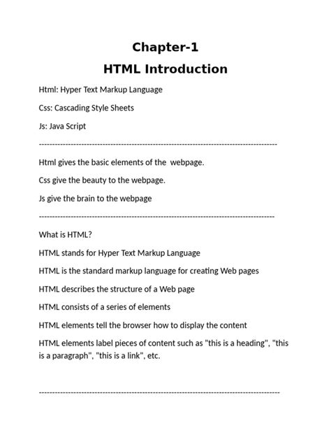 Html Introduction Pdf