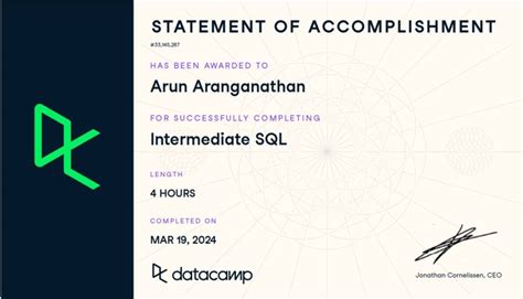 Arun Aranganathan On Linkedin Sql Dataanalytics Datacamp