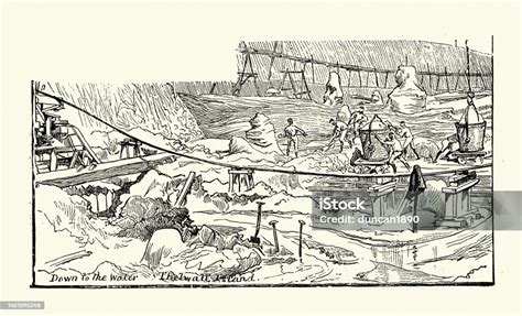 맨체스터 선박 운하 건설 중 파는 노동자 빅토리아 공학 1880 1889 년에 대한 스톡 벡터 아트 및 기타 이미지 1880 1889 년 19세기 19세기 스타일