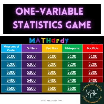 Single Variable Statistics Review Game One Variable Stats Game