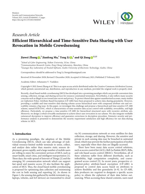 Pdf Efficient Hierarchical And Time Sensitive Data Sharing With User Revocation In Mobile
