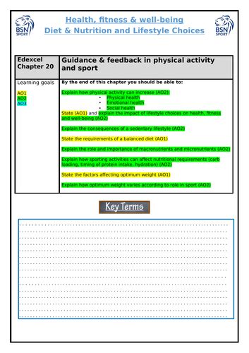 Gcse Pe Component 2 Topic 1 Health Fitness And Wellbeing Teaching Resources