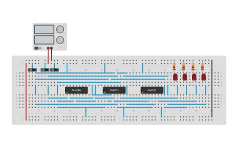 Circuit Design 1x4 Demultiplexer Tinkercad