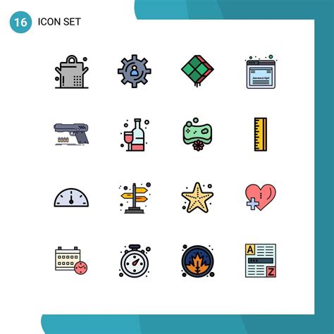 Paquete De Interfaz De Usuario De 16 Líneas Básicas Llenas De Color