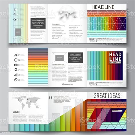 트라이 대 한 비즈니스 템플릿 평방 브로셔 접어 커버 전단지 레이아웃 벡터 밝은 색 사각형 겹치는 사각형 도형 화려한 디자인 추상적인 아름 다운 배경 가리기에 대한 스톡