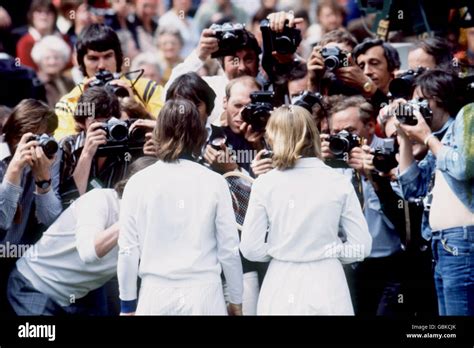 Martina Navratilova And Chris Evert At Wimbledon Hi Res Stock
