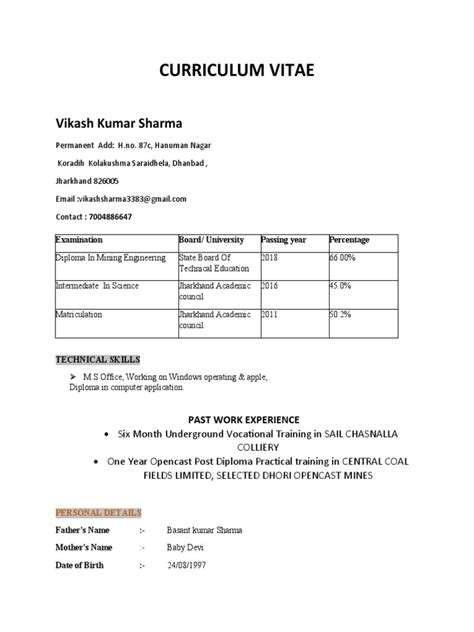 Vikash Cv Pdf