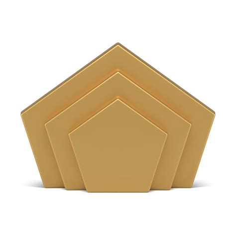 Golden Metallic Pentagonal Level Vertical Wall Geometric Construction Front View Realistic
