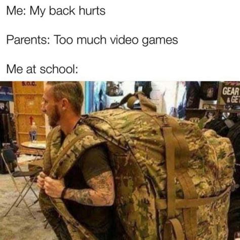 Me My Back Hurts Parents Too Much Video Games Me At School Funny