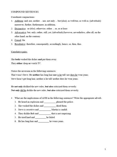 Coordinative Clauses Exercises Pdf