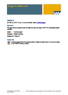 Download SAP Usage Of ABAP In BI PDF By SAP