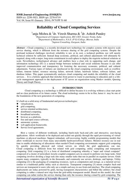 PDF Reliability Of Cloud Computing Services