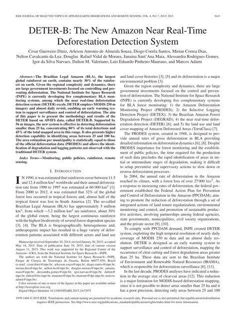 Pdf Deter B The New Amazon Near Real Time Deforestation Detection System