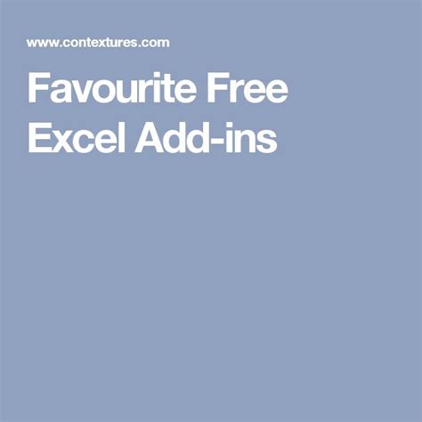 Favourite Free Excel Add Ins Excel Ads Free