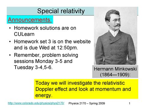 relativistic doppler effect momentum and energy slides phys 2170 docsity