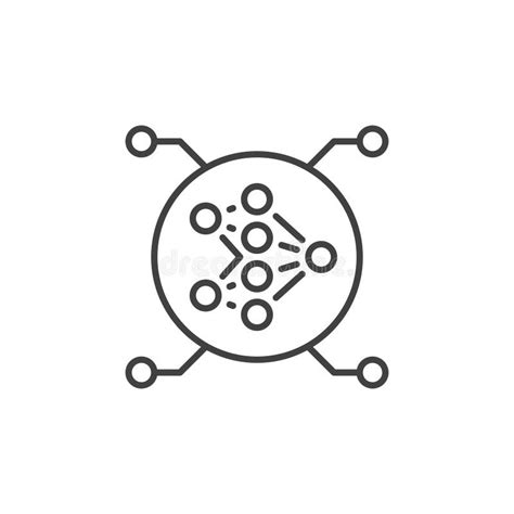 Circle With Artificial Neural Network Vector Concept Thin Line Icon