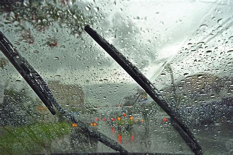 Windshield Wipers From Inside Of Car Season Rain Traffic Jam 8706683