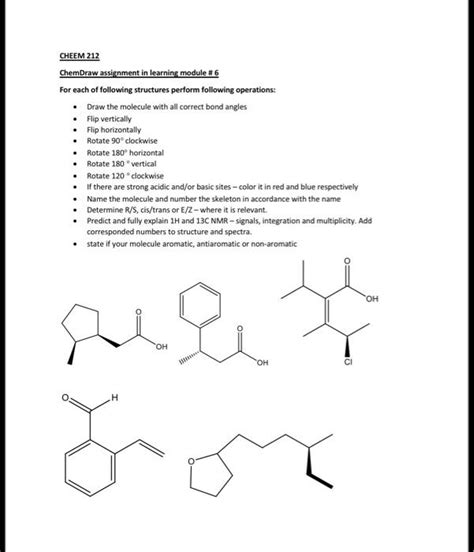 Cheem 212 Chemdraw Assignment In Learning Module 6