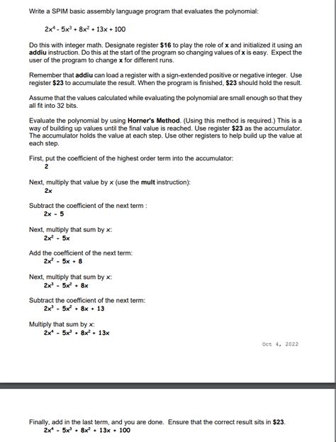 Write A Spim Basic Assembly Language Program That