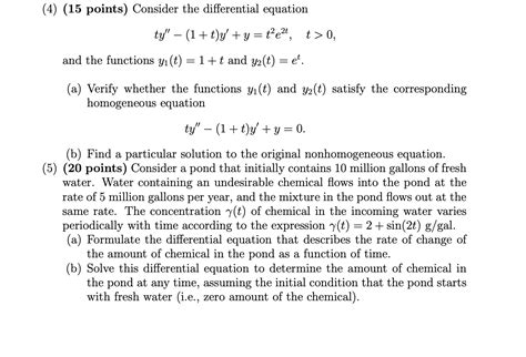 Solved 4 15 Points Consider The Differential Equation