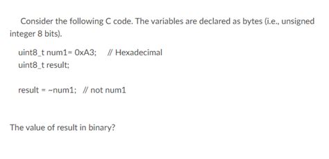 Solved Consider The Following C Code The Variables Are