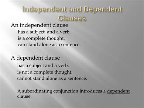 Ppt Subordinating Conjunctions That Introduce Dependent Clauses For
