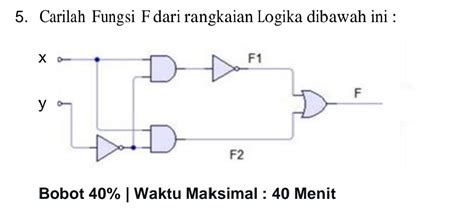Carilah Fungsi F Dari Rangkaian Logika Dibawah Ini The Image Contains A Logic Circuit Diagram