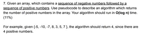 SOLVED 7 Given An Array Which Contains A Sequence Of Negative