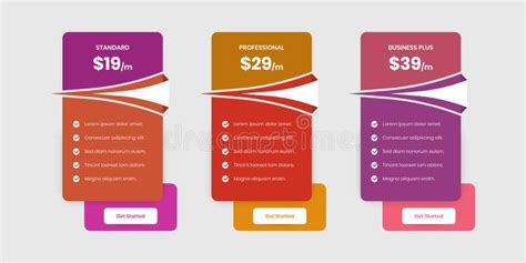 Simple Pricing Comparison Table Design With Abstract Shape Stock Vector Illustration Of Page