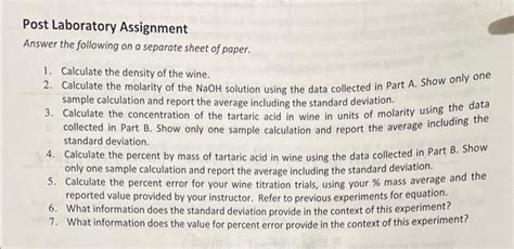Post Laboratory Assignment Answer The Following On A