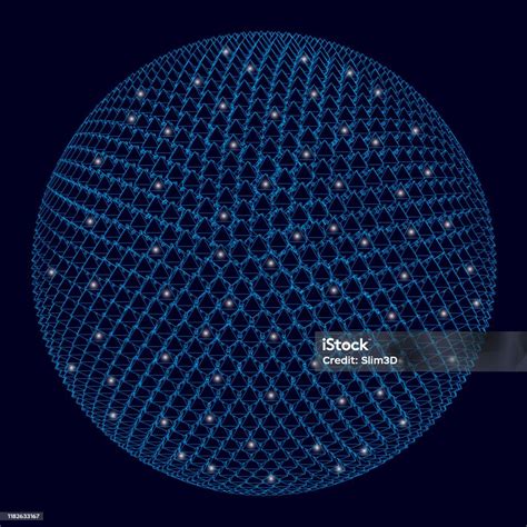 빛나는 조명어두운 배경에 파란색 선의 추상다각형 공 와이어 프레임 3d 메쉬 다각형 벡터 구체입니다 네트워크 라인 디자인 구 벡터 일러스트레이션 3차원 형태에 대한 스톡