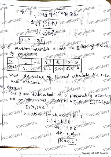 With Usual Notation Compute Means X And Y And Correlation Coefficient R