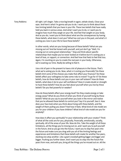 Tony Robbins The Dickens Process Pdf Pain Psychological Concepts