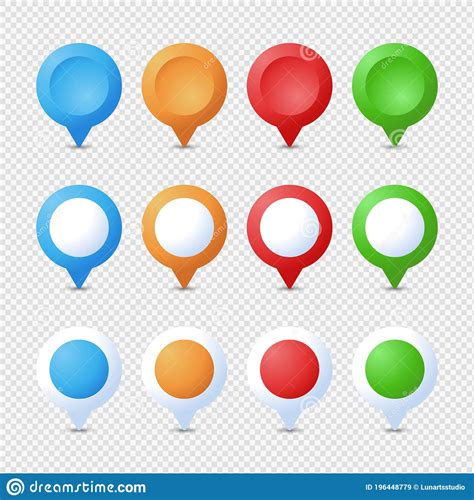 location pins set marker 3d map pointer pin vector set isolated stock