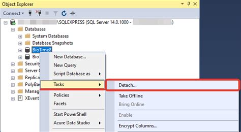 Sql Server — как переместить БД на другой диск раздел Faq Biotime